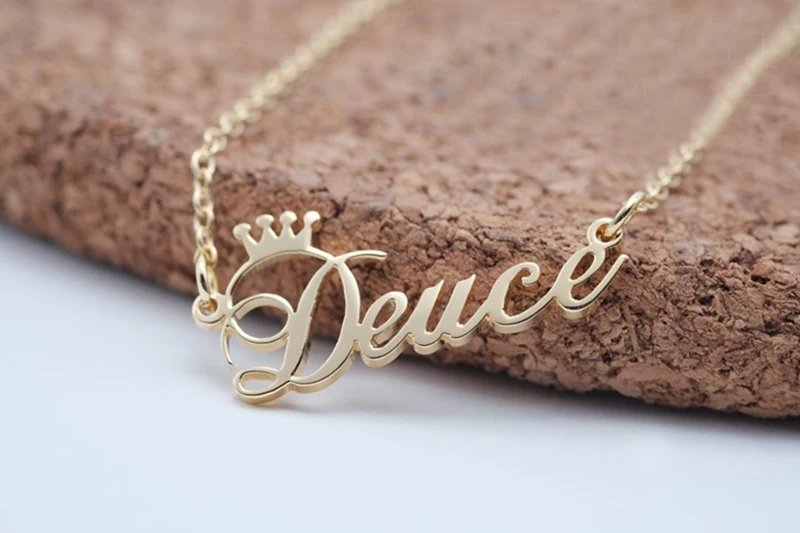 Personalized Name Crown Necklace Handmade Customized Cursive Font ...