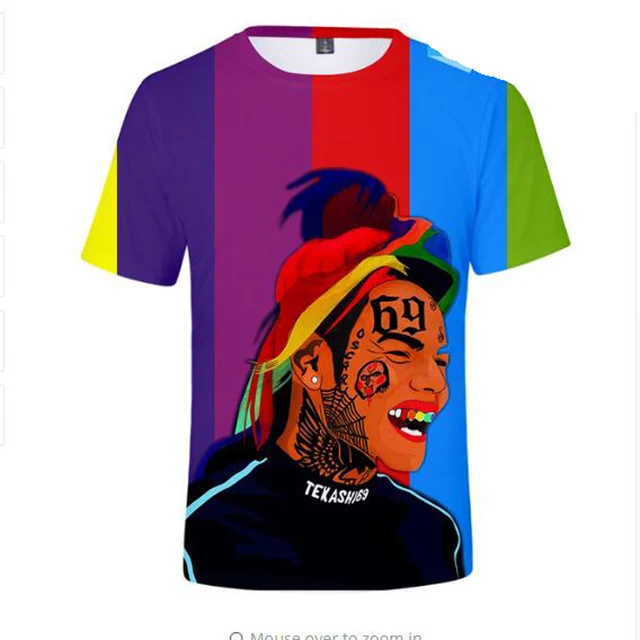 Hip Hop Rapper 69 6ix9ine Tekashi69 3D Printed T-Shirt Women Men Summer ...