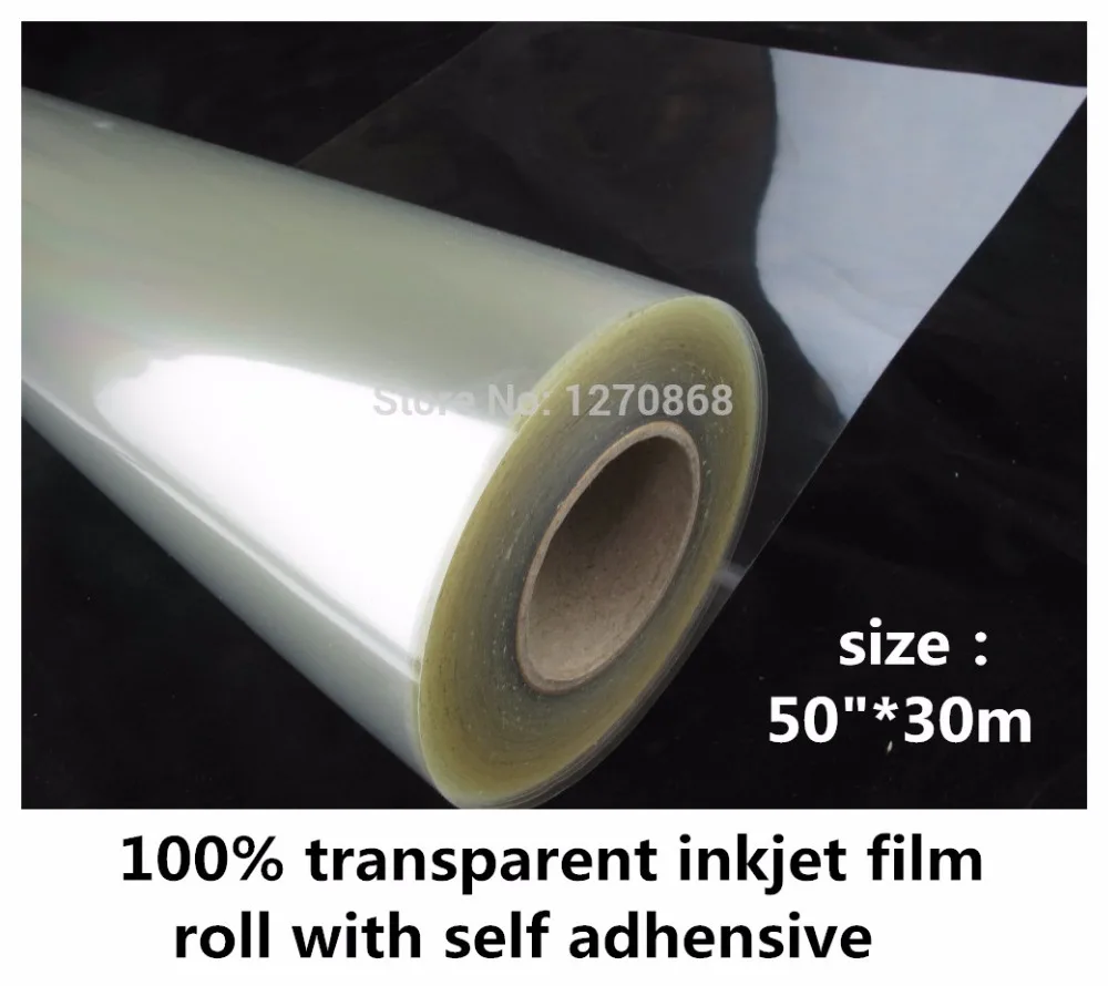 50"*30m clear film roll for inkjet printing with self adhesive|roll ...