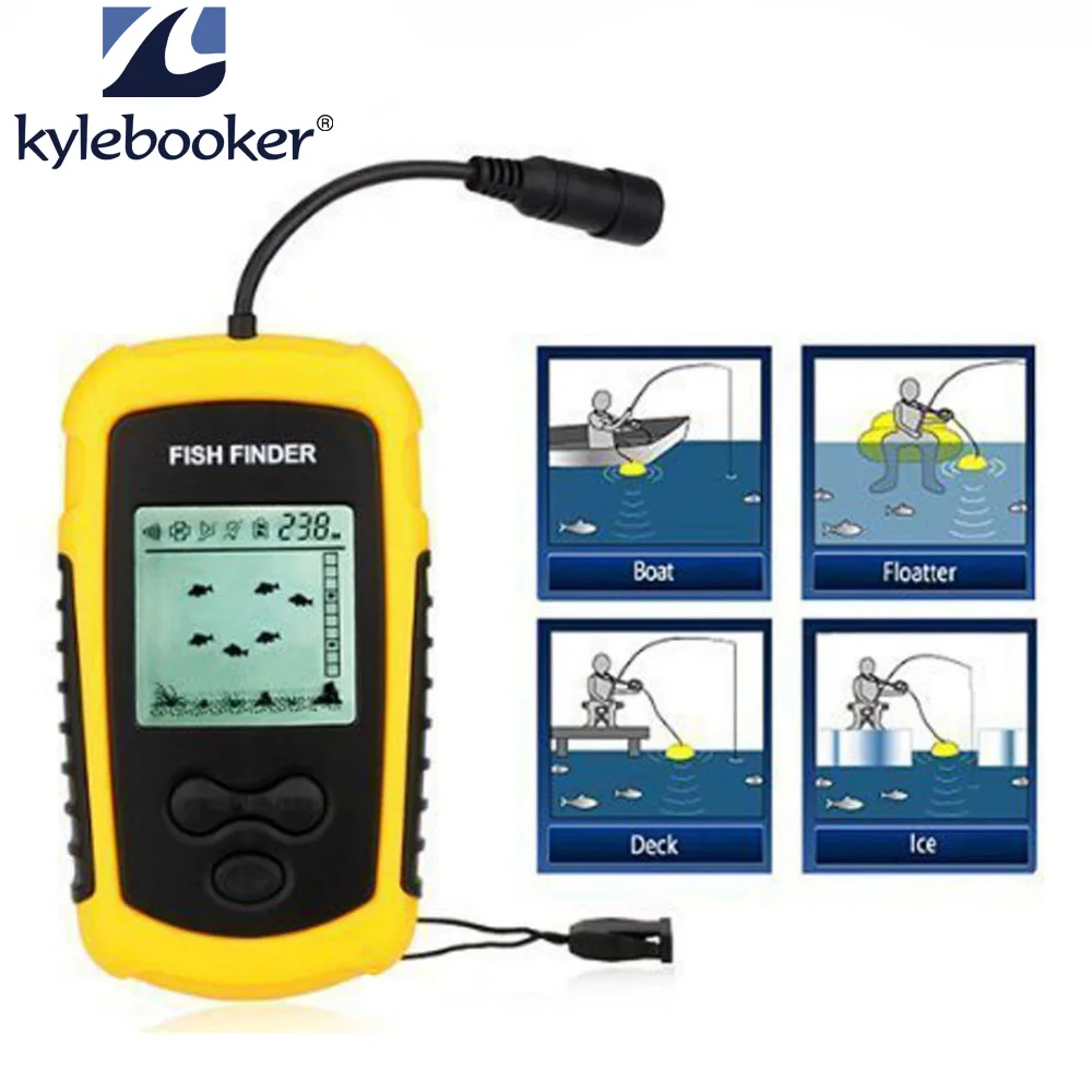 Portable Fish Finder Transducer Sonar Sounder Alarm Fishfinder 0.7 100m ...