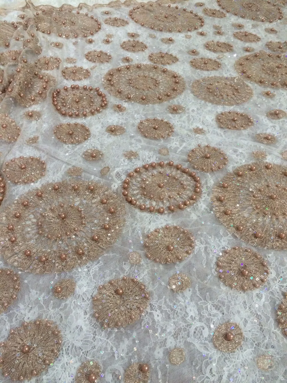 Tecido de renda guipure de alta qualidade, tecido de renda com pérolas ...