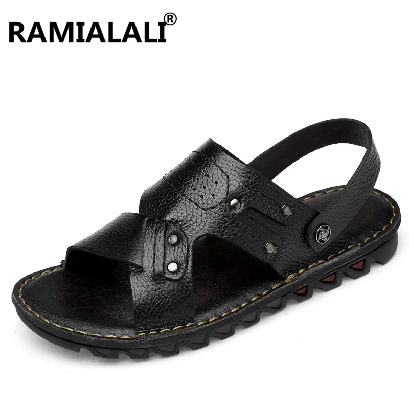 High Quality Men Genuine Leather Sandals Fashion Beach Leather Sandals