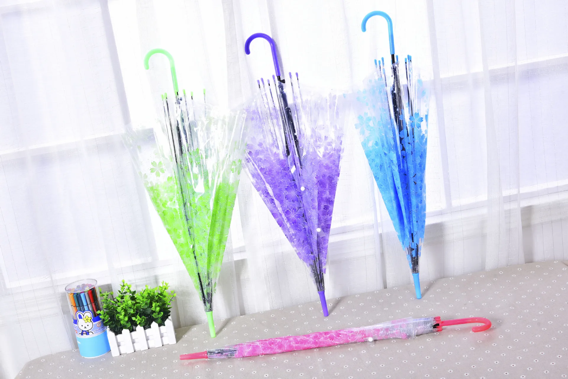 Beautiful Sakura Clear Transparent Rain Umbrella PVC Rain Wedding Party ...