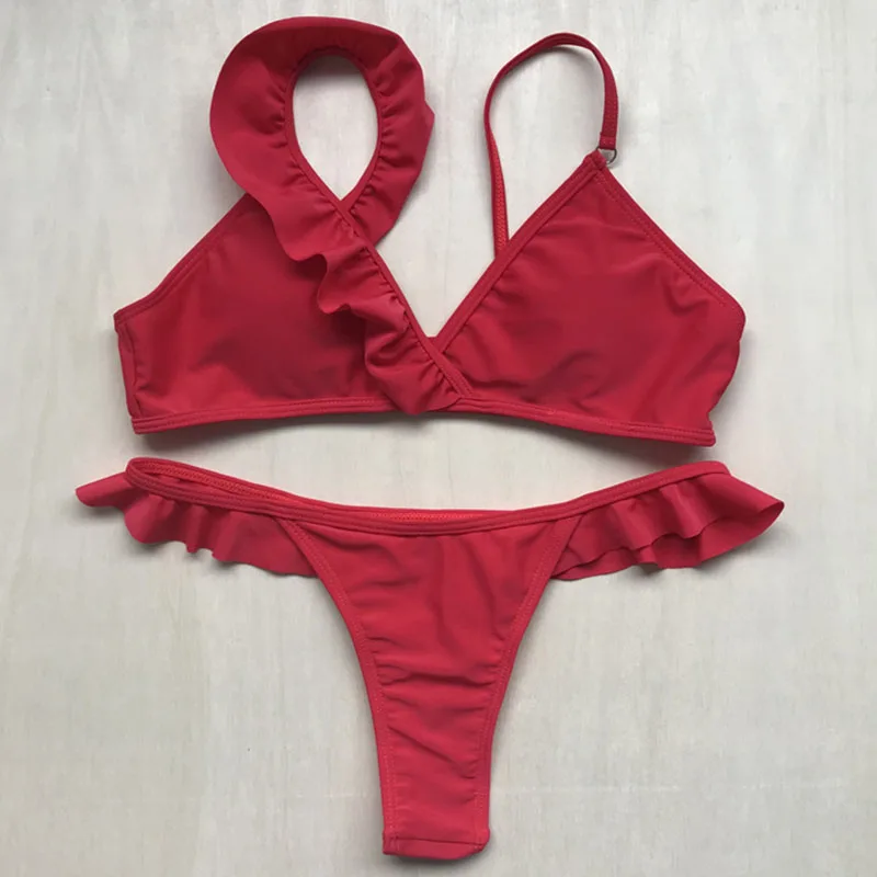 Trangel 2018 Bikini Women Swimsuit Ruffle Swimwear Push Up Bikini