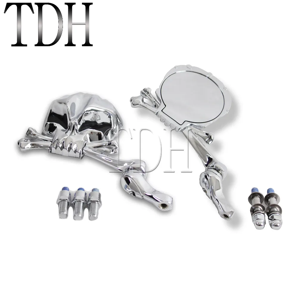 Aluminum Chrome Motorcycle Skeleton Skull Rearview Mirror For Honda ...