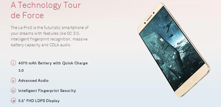 Мобильный телефон Letv LeEco Le Pro 3X720, 4G/6 GRAM, 32G/64 GROM, четырехъядерный процессор ...