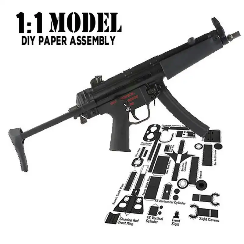 1:1 MP5 Submachine Gun Paper Model Firearms Handmade Papercraft Toys ...