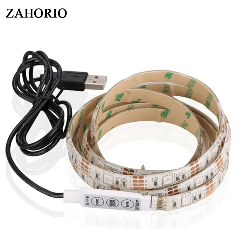 5050 RGB USB LED Strip Light 50CM 1M 2M Set TV/Computer back Lighting ...