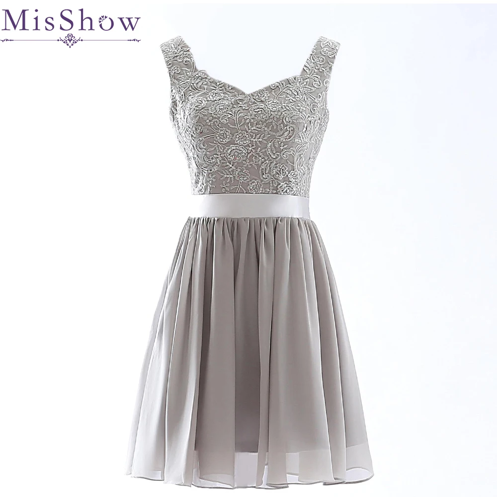 Elegant Beaded Gray Short Bridesmaid Dress 2015 Cheap Bridesmaid ...