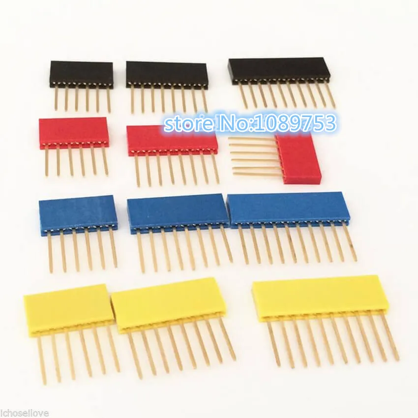 80pcs Female Tall Stackable Header Connector Socket 11mm For Arduino Shield 4 Color Black Red
