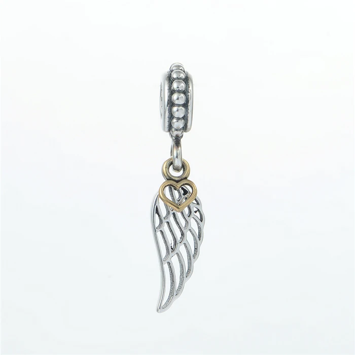 925 sterling silver angel wing dangle charms pendants with Light Yellow ...