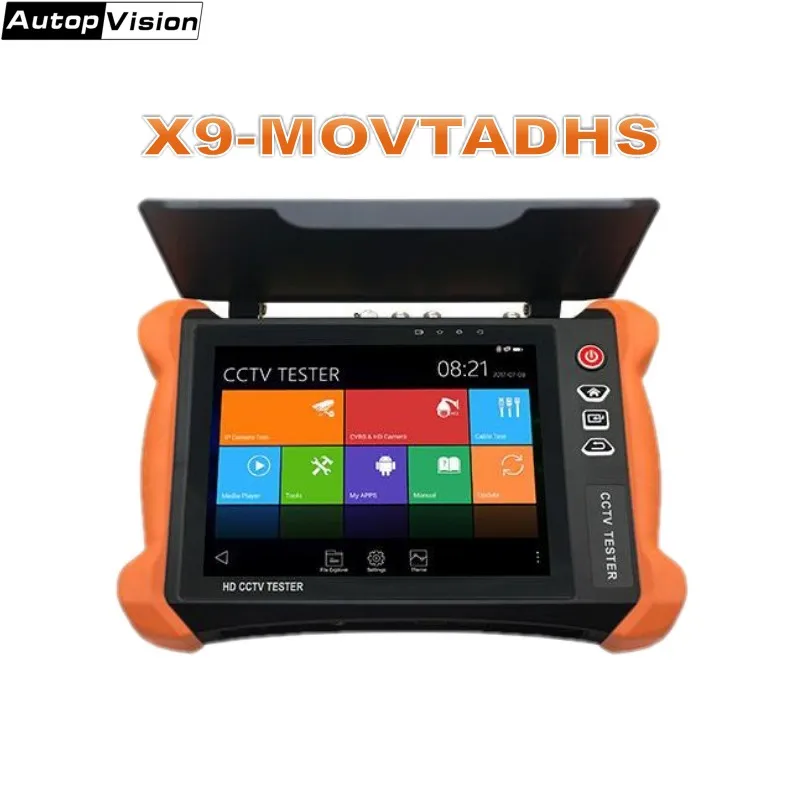 X9 8MP TVI CVI AHD SDI CVBS IP 아날로그 카메라 테스터 모니터, 4K 8 인치 디스플레이 H ...