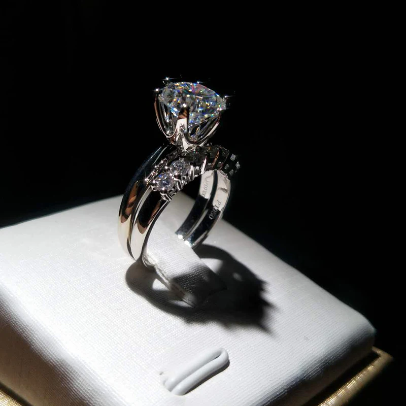 18 К 750Au золото 2 шт Муассанит кольцо, муассанит обручальное кольцо ...