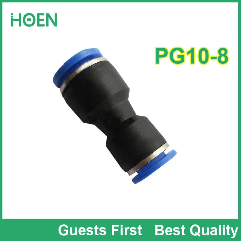 100 pcs/lot PG Unequal Straight Union PG10 8 10mm to 8mm Air Tube ...