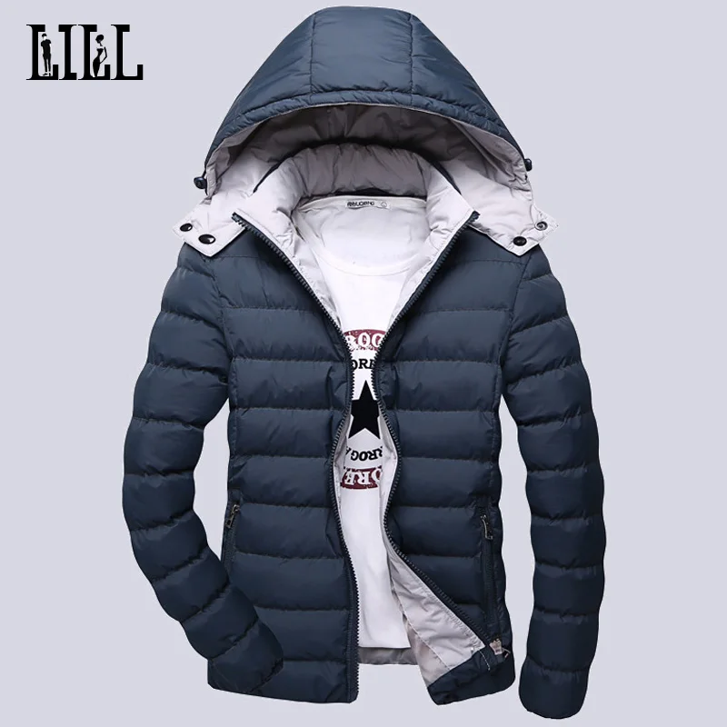 2016 Mens Warm Polyester Down Jackets Mens Thick Windproof Cotton