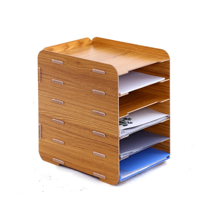 Wooden File Rack Holder Creative Desktop A4 File Box 6 Multilayer ...