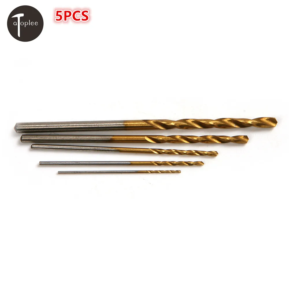 5PCS 0.5mm,0.8mm,1mm,1.5mm,2mm Titanium Coated Twist Drill Bit M2 HSS ...