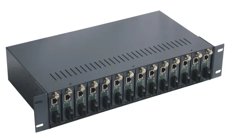 2U 14 Slots 19 inch Rack Mount Chassis, Double Power Supply Fiber ...