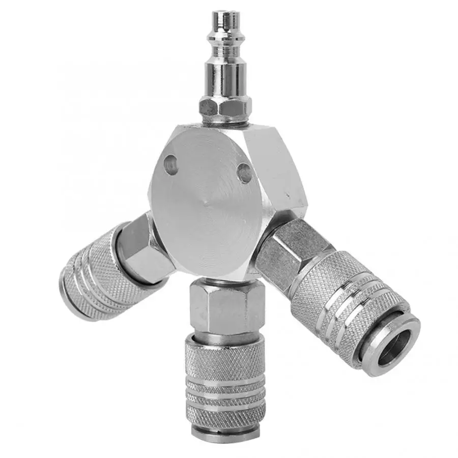3 Ways Air Hose Manifold Quick Coupler Connector Adapter Splitter 1/4 ...