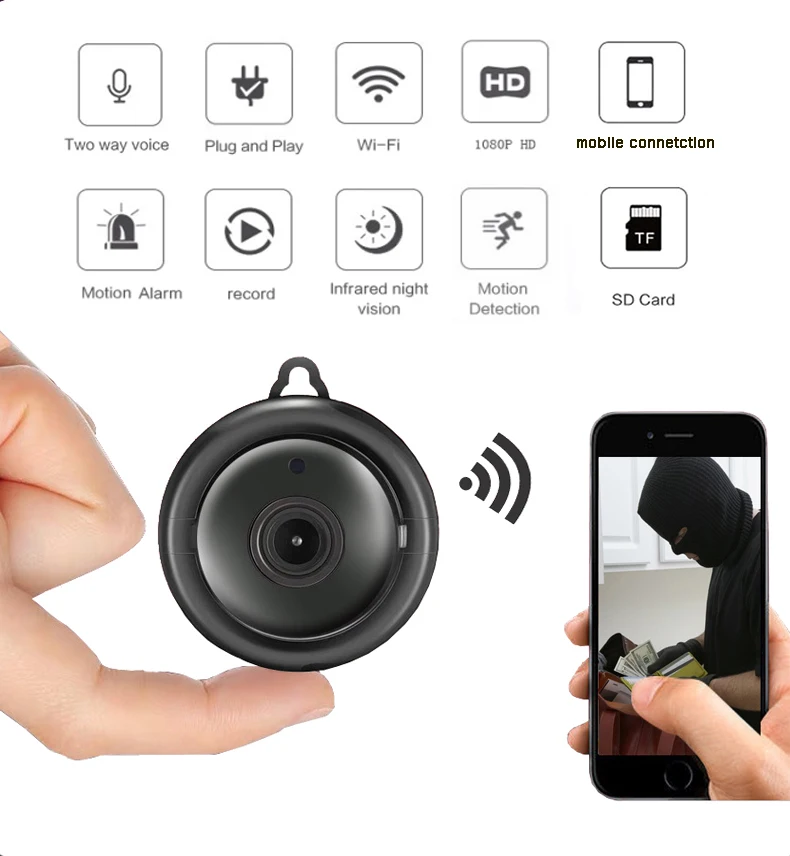 Mini WIFI 1080P IP Camera Wireless Small CCTV Camera with Infrared ...