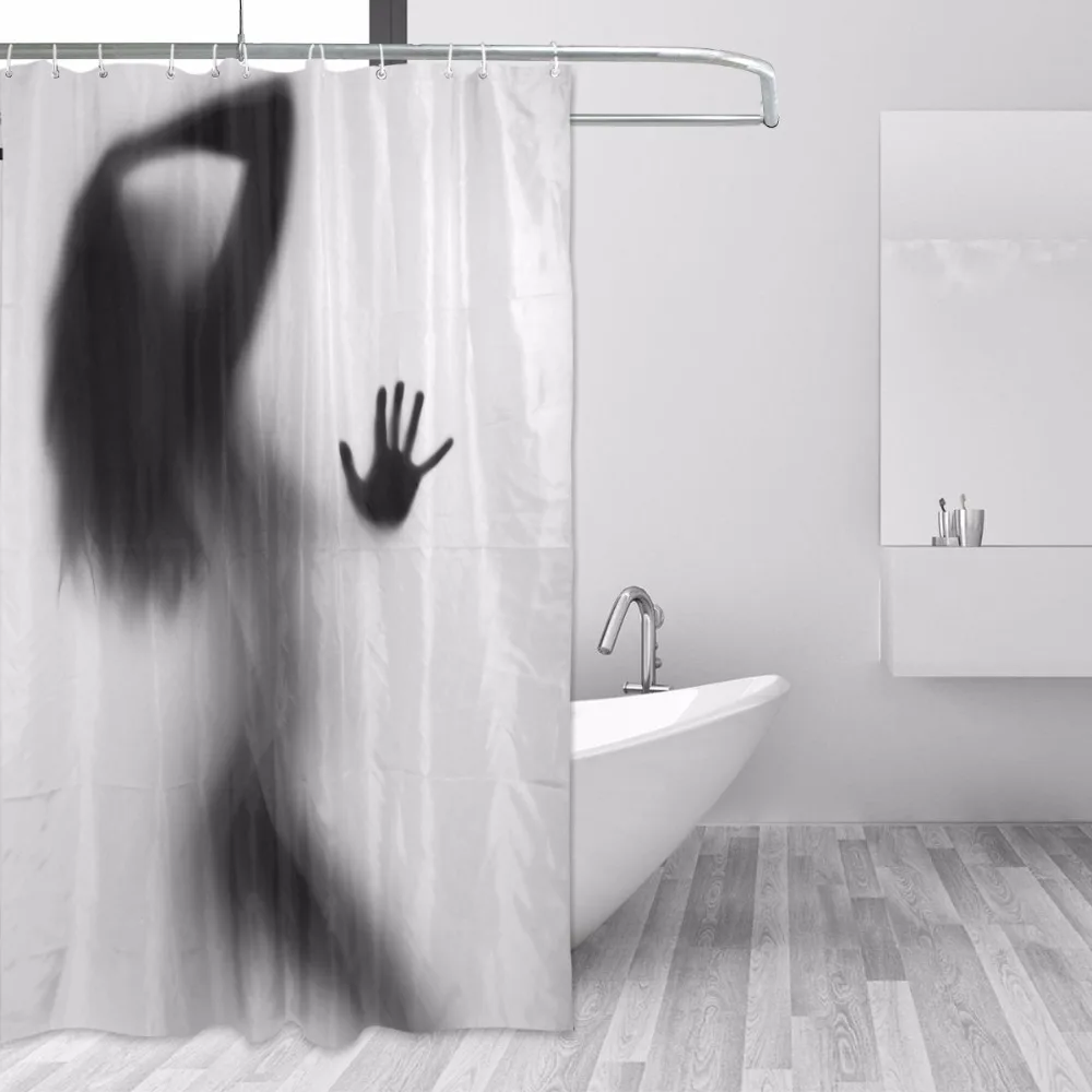 Waterproof Women Shadow Shower Curtain Polyester Fabric Bath Curtain ...