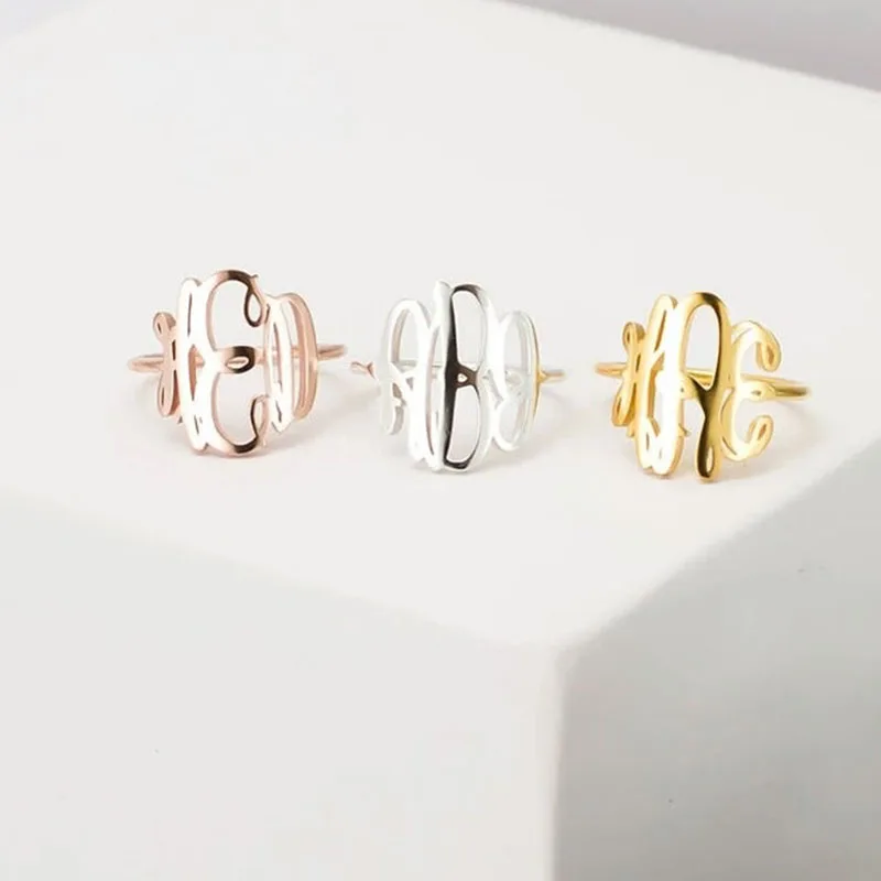 Custom-Letter-Ring-Stainless-Steel-Round-Monogram-Rings-Custom-Initials ...