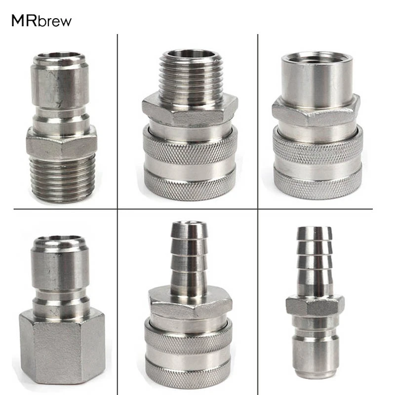 Stainless Steel 304 Homebrew Beer Quick Disconnect Set Ball Lock Style ...
