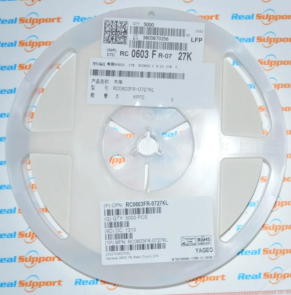 5000pcs/lot 0603 27K ohm 1% 1/10W 0.1W Resistor 1608 27K 273 Chip ...
