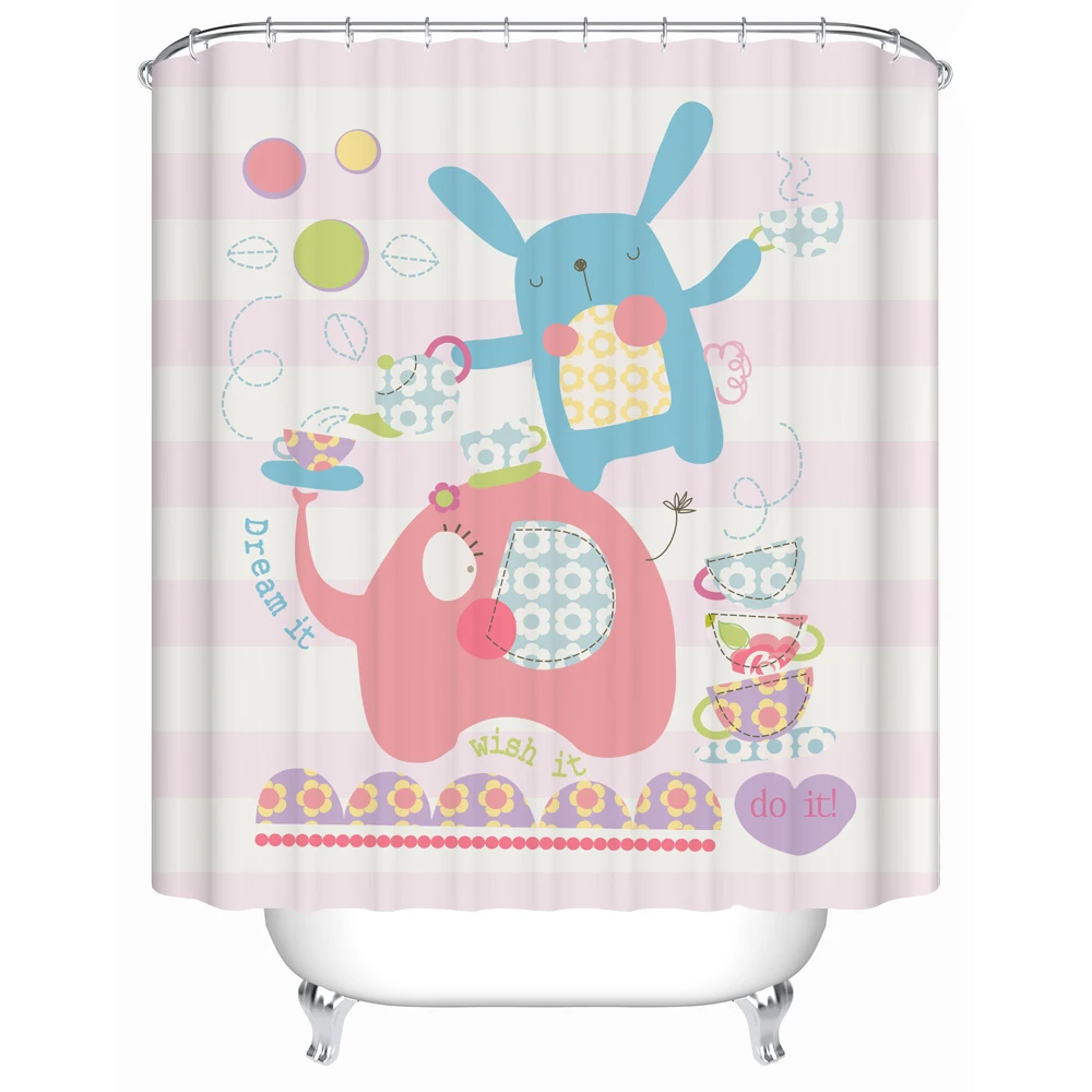 Sc015 European Style Cartoon Custom Colorful Fabric 3d Modern Bathroom