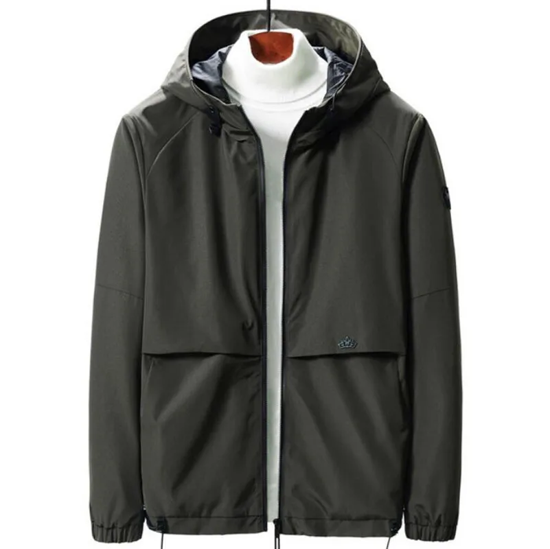 Men's Wind Proof Hooded Jacket Solid Color Spring Autumn Daily Wear ...