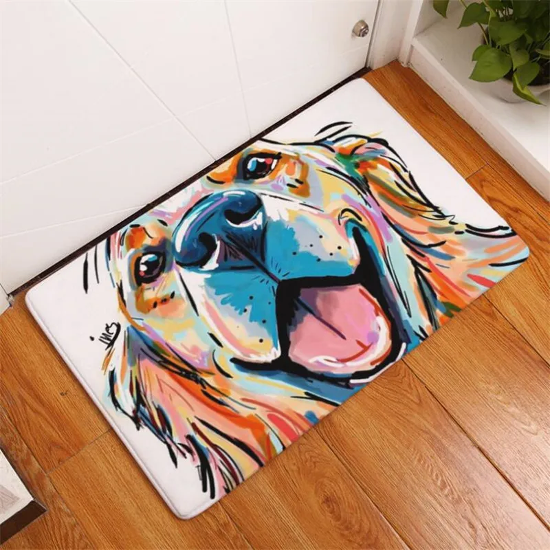 Cartoon Big Face Dog Printed Floor Mats Anti slip Rugs Dog Painting ...