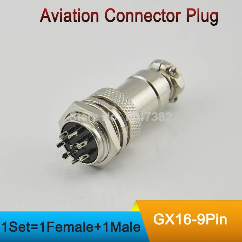 Free Shipping 1 pair GX16 9P Male & Female Plug GX16 9P Diameter 16mm ...