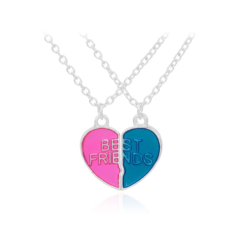 Best Friends Bff Necklaces For 2 Heart Candy Color Bestfriend Necklace