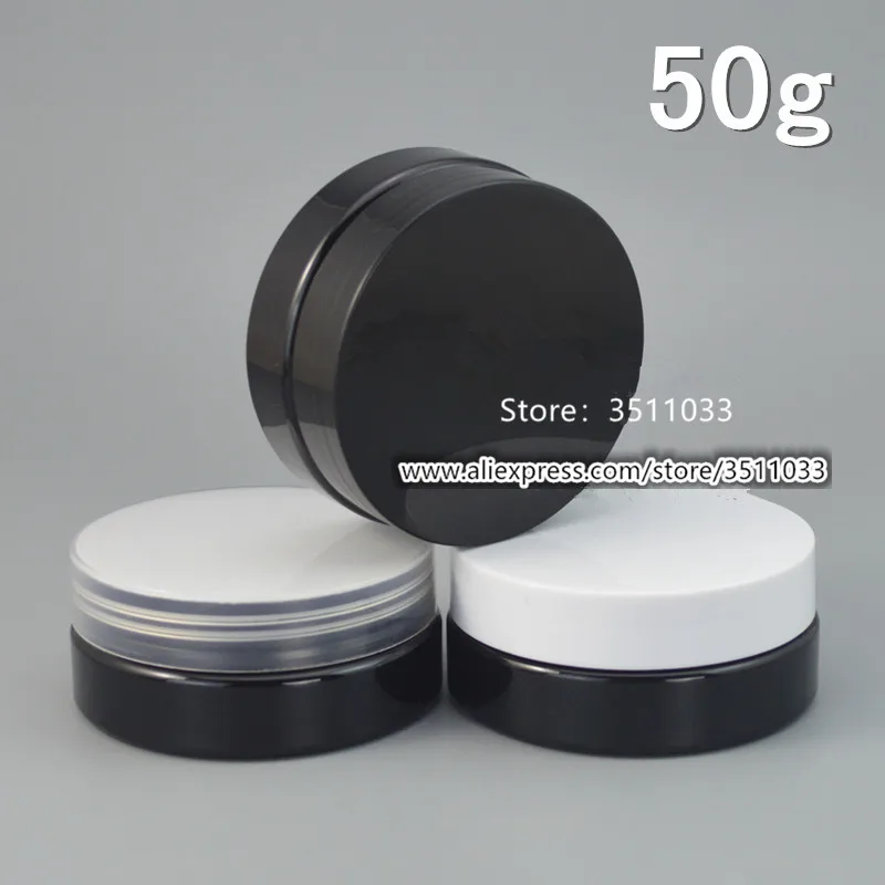 40PCS-50g-Plastic-Pot-Black-Plastic-Jar-Empty-50ml-Plastic-Cosmetic ...
