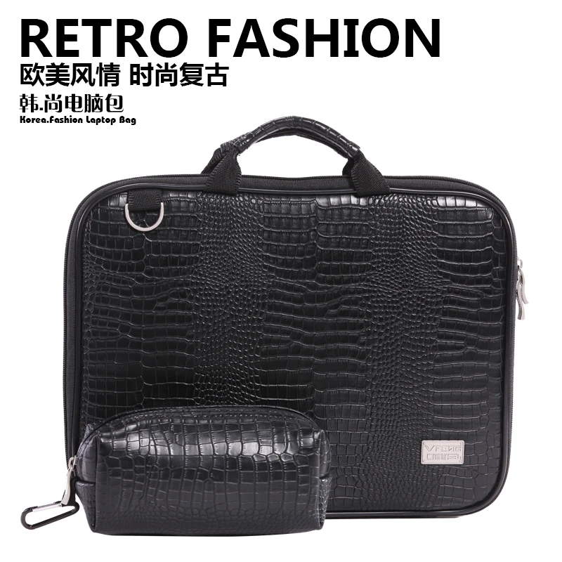 Crocodile Texture Luxury Leather Lady's Laptop Sleeve Bag Handbag ...