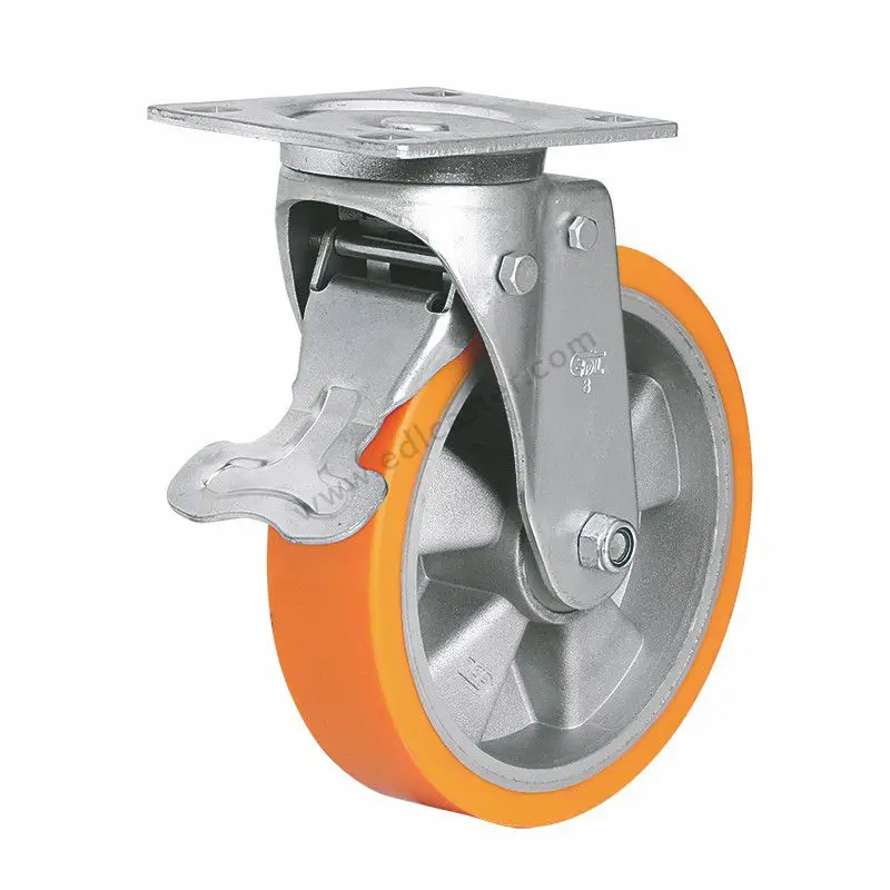 1PC EDL Heavy 8 Inch Casters Wheels 450Kg Polyurethane Aluminum Wheels ...