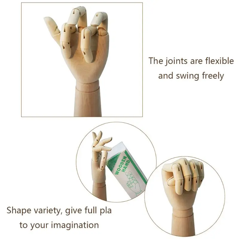 Flexible Wooden Right Left Hand Model Sketching Drawing Jointed Movable ...