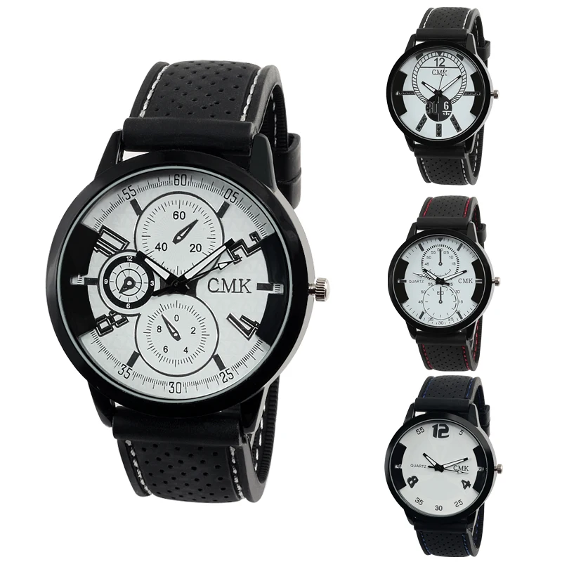 CMK Men Sports Wtach Black Silicone Strap Creative Dial Luxury Man Army ...