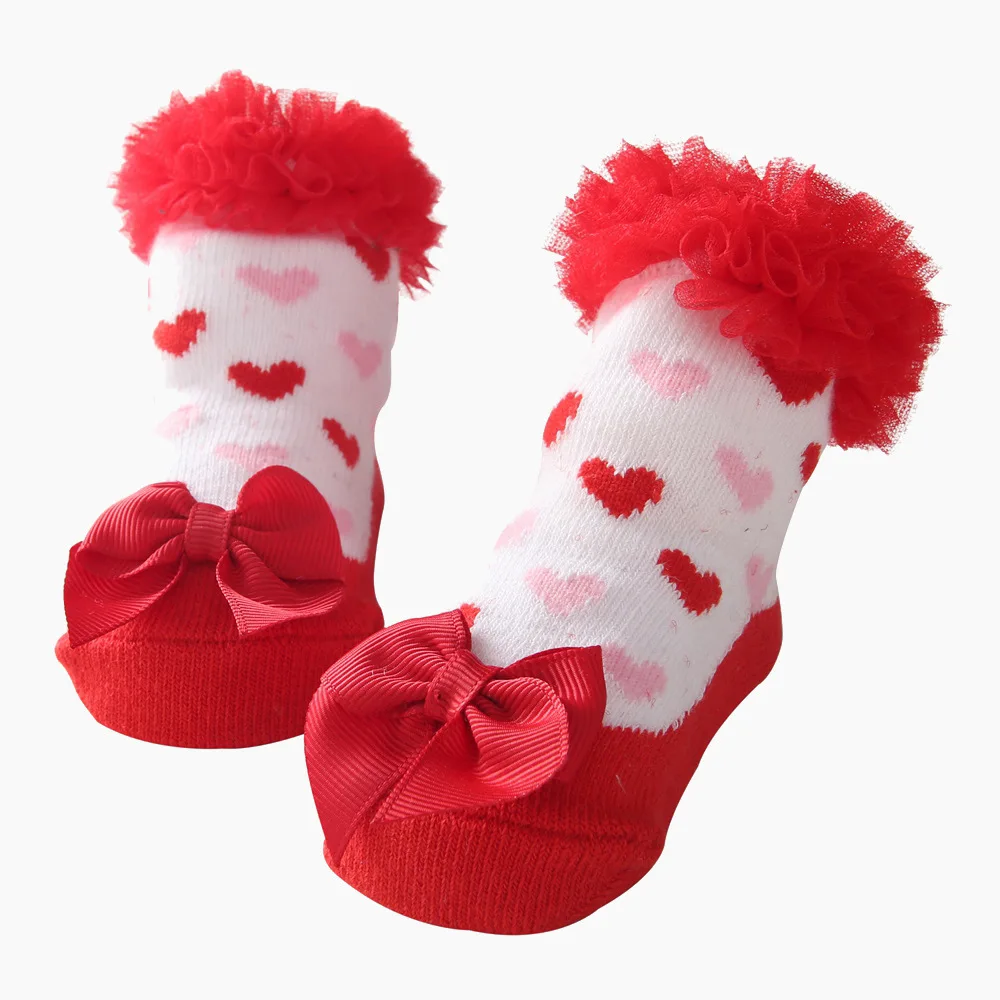 Mery Baby Socks Red Bowknot Lace Socks Girls Newborns Princess Holiday ...