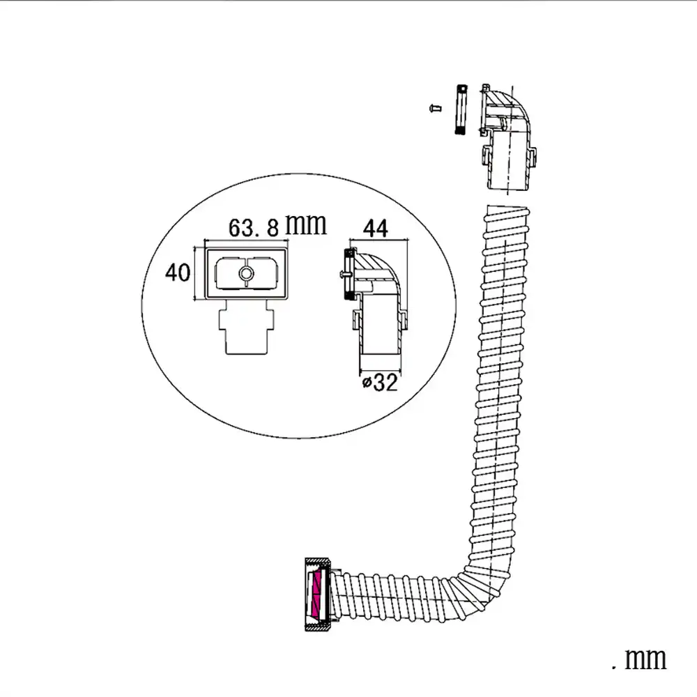 Talea Wash basin overflow pipe Rectangular joint spill hose Sink ...