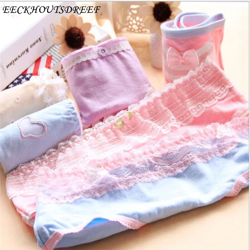 2018 Niñas Ropa interior bragas arco Braguita cintura baja joven ...