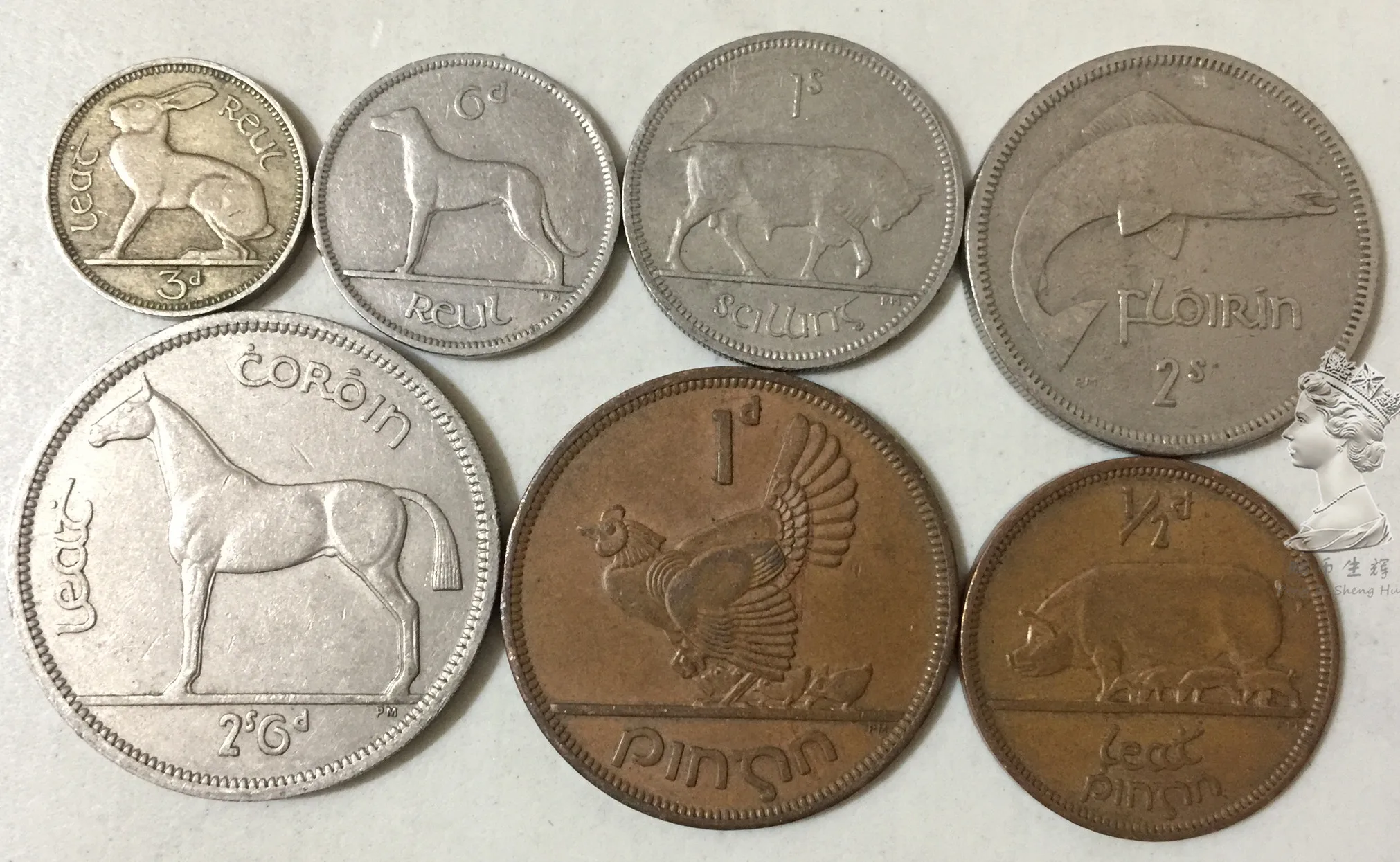 Set-7Pcs-Ireland-Coins-1950-60-Edition-Eu-100-Real-Original-European ...