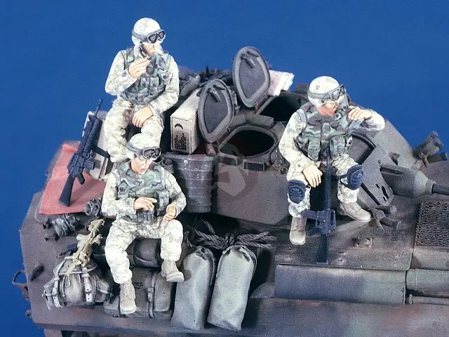 1/35 Resin Figure Model Kit Modern Us Crew In Iraq War (3 Figures) Toy ...
