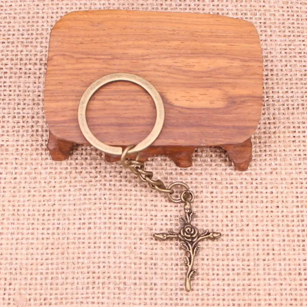 20pcs New Fashion Keychain 35x23mm Cross Flower Branch Pendants Diy Men ...