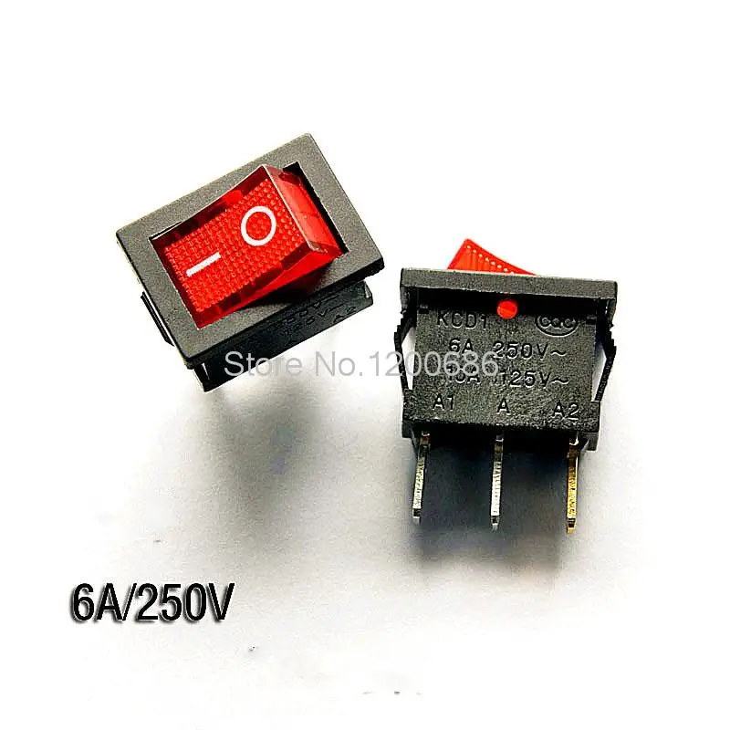 Rocker switch Rocker power switch KCD1 102 red 3 feet 2 files with ...