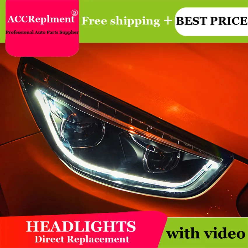 car styling For Hyundai IX35 headlights U angel eyes 2013 15 For ...