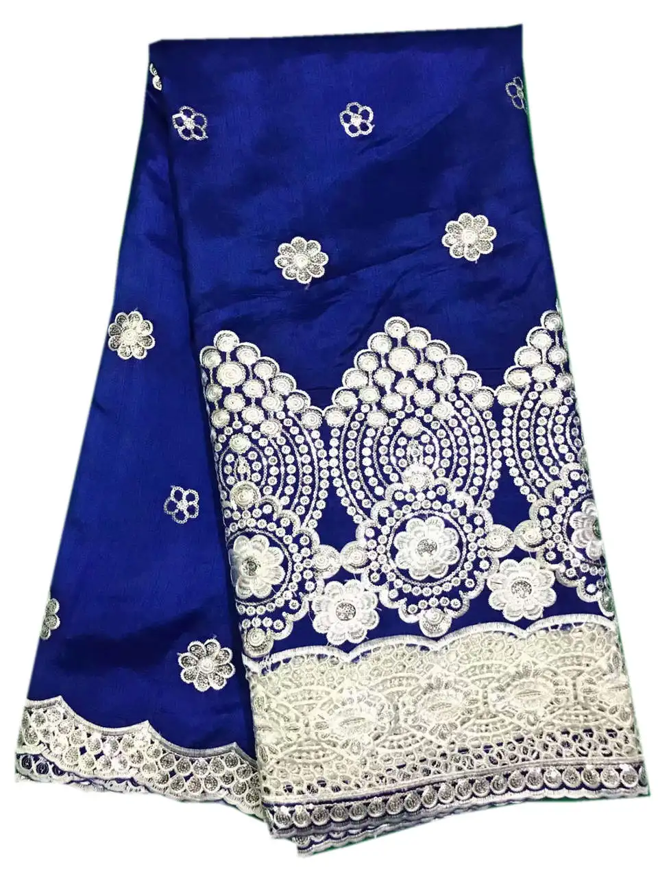 African George Fabric High Quality Indian George Lace Fabric,Royal Blue ...