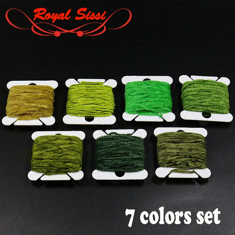 7cards fly tying micro Chenille yarn 7greenish colors set Rayon ...