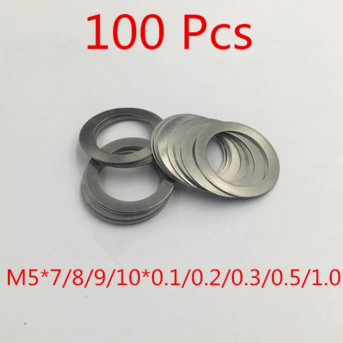 100pcs M5 Flat Thin Washer Shim 0.1mm 0.2mm 0.3mm 0.5mm 304 Stainless ...