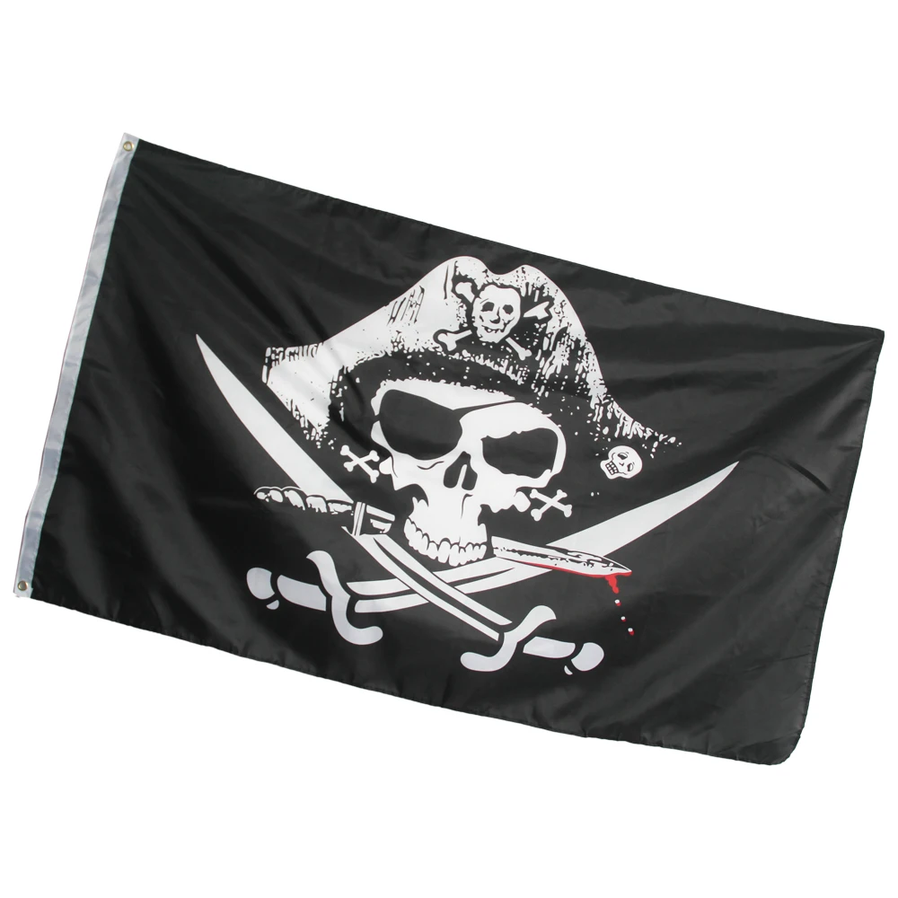 Banderas-piratas-con-ojales-para-decoraci-n-90x60cm-Calavera-enorme-y ...